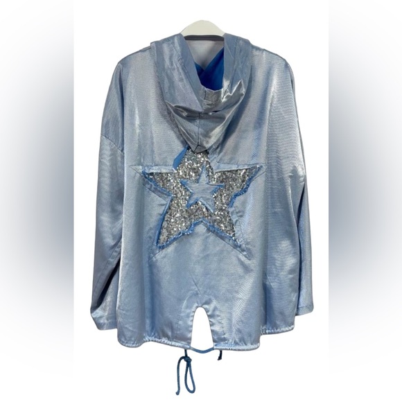 Venti6 | Jackets & Coats | Venti 6 Sky Blue Metallic Sheen Open Hoodie ...